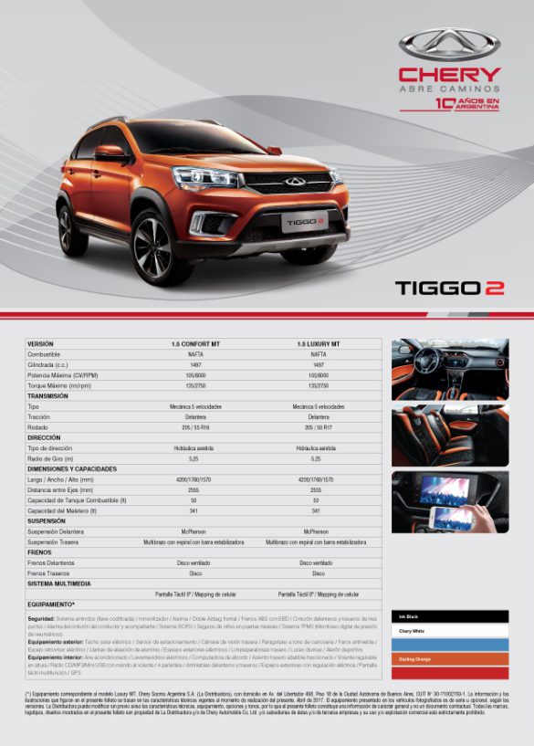 NUEVA CHERY TIGGO 2: Ficha Técnica e imágenes.